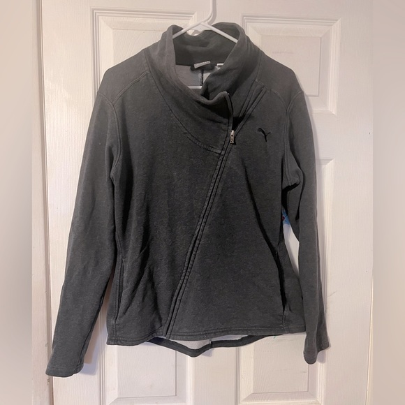Puma | Jackets & Coats | Asymmetrical Puma Jacket In Grey | Poshmark